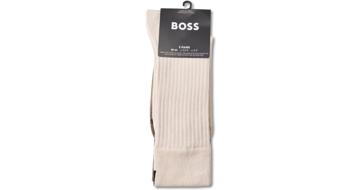 BOSS 2P Light Rib Socks in White for Men | Lyst UK