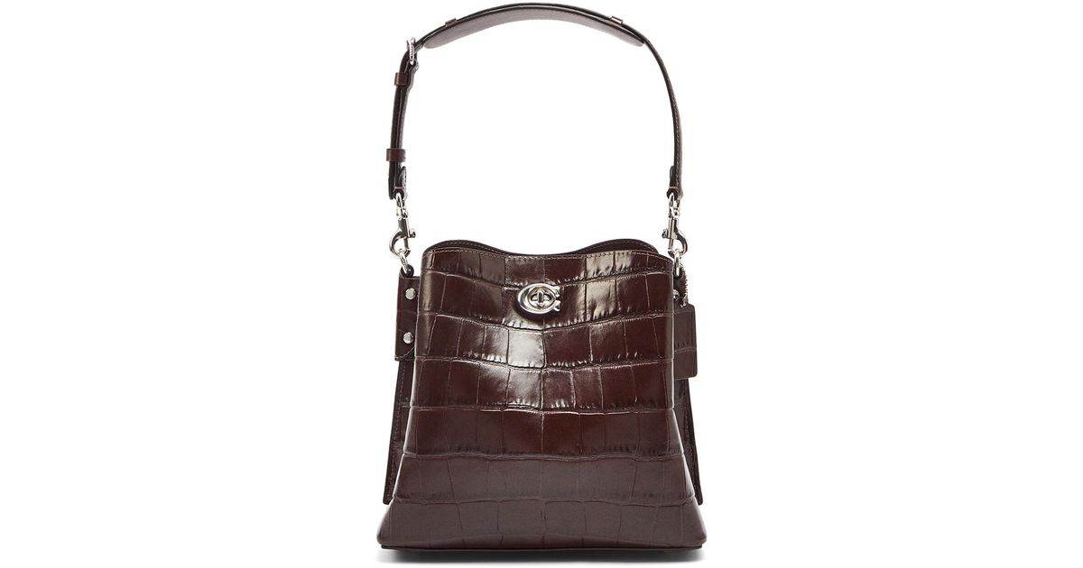 COACH Women's Embossed Croc Willow Bucket in Brown | Lyst UK