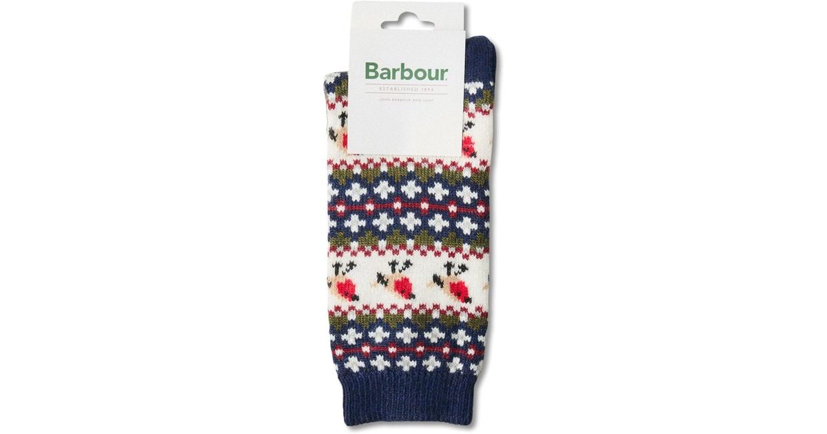 Barbour Robin Fair Isle Socks in White | Lyst UK