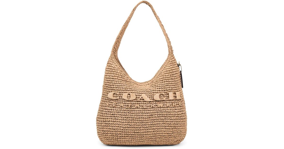 COACH Straw Brooklyn Bag 28 in White | Lyst UK