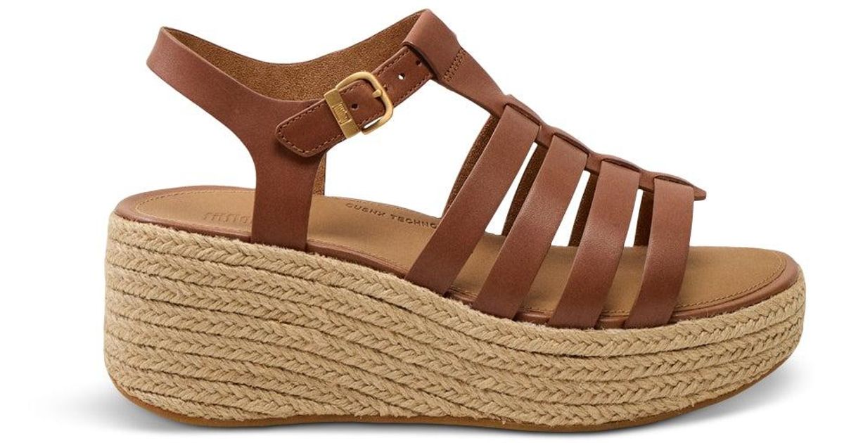Fitflop Platfforms Espadr. Fisherman Wedge Sandals in Brown | Lyst UK