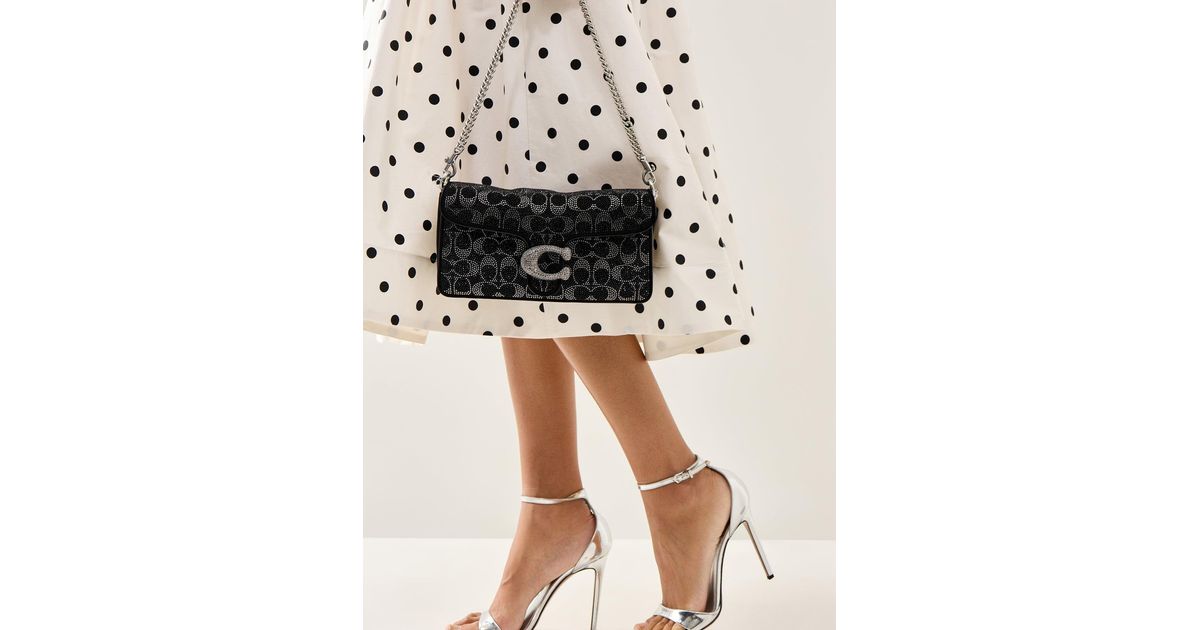 COACH Crystal Suede Shoulder Bag in Black | Lyst UK