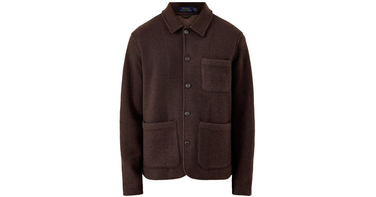 Ralph Lauren Brushed Double Knit Overshirt in Brown for Men | Lyst UK