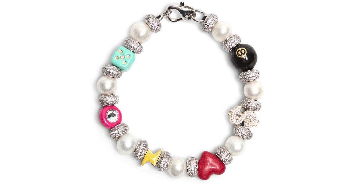 Joolz by Martha Calvo Enamel Pearl Bracelet in White | Lyst UK