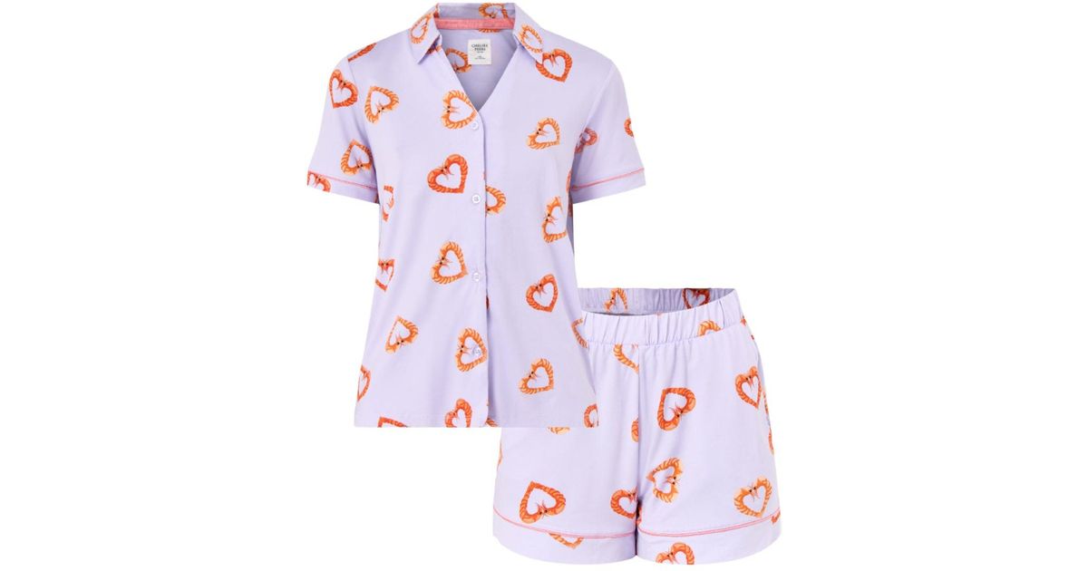 Chelsea Peers Shrimp Hearts Short Pj Set in White | Lyst UK