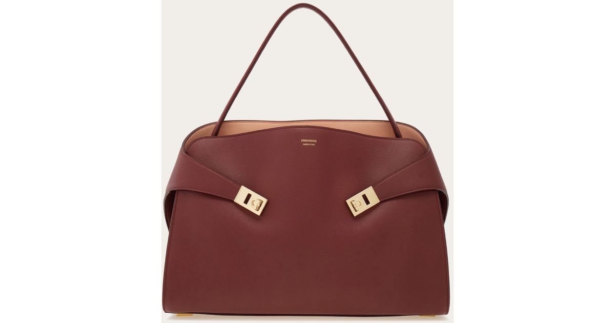 Ferragamo Hug Soft Bicolor Shoulder Bag (L) in Red | Lyst