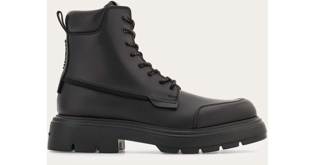 Ferragamo Combat Boot With Maxi-Tongue in Black for Men | Lyst