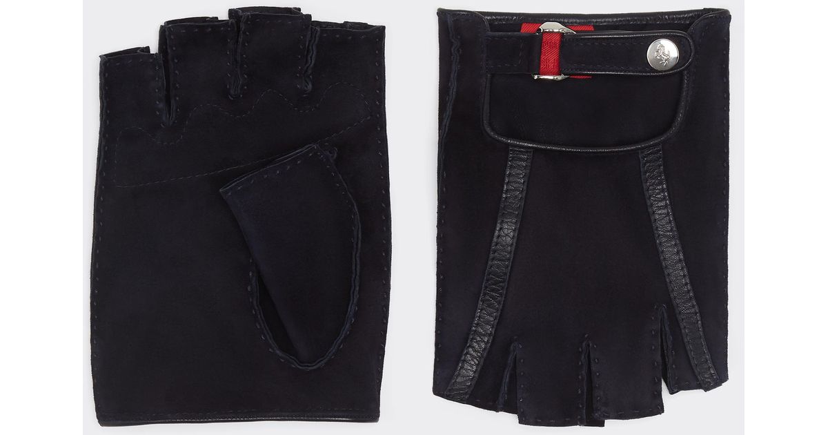 Ferrari X Charles Leclerc Suede Fingerless Driving Gloves in Black ...