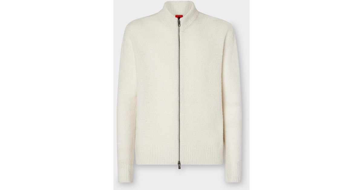Ferrari Cashmere And Merino Wool Zipped Cardigan in White for Men | Lyst