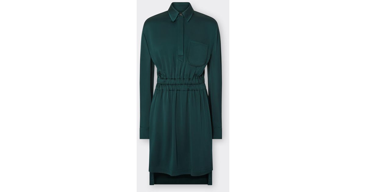 Ferrari Hammered Satin Midi Dress in Green | Lyst