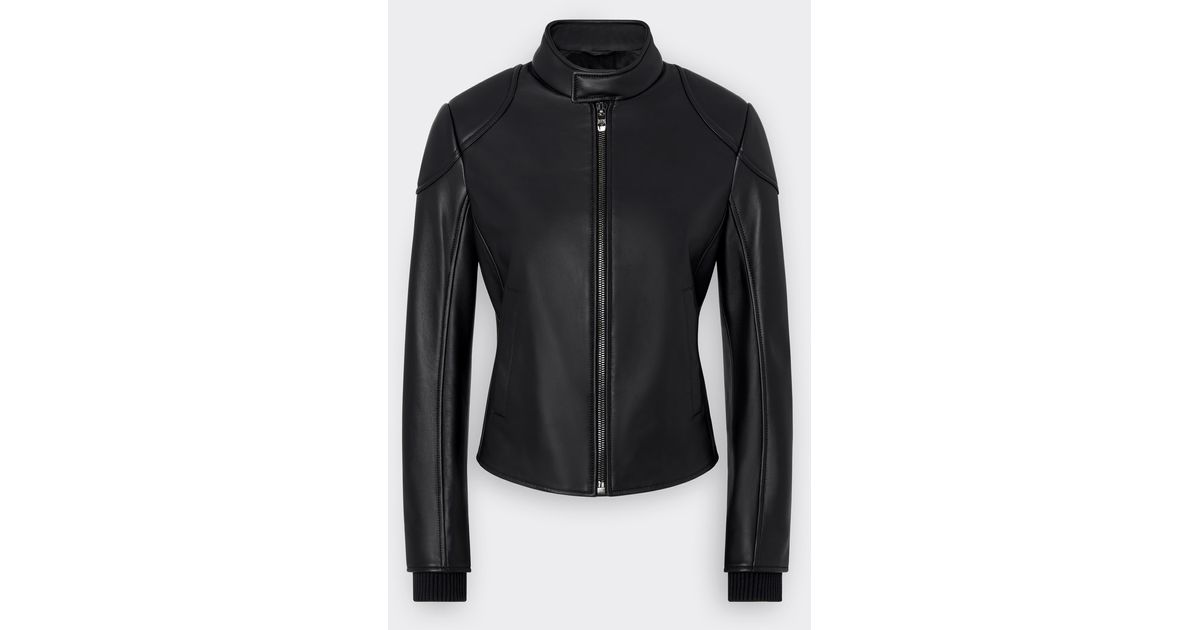 Ferrari Leather Jacket With Padded Shoulders in Black | Lyst