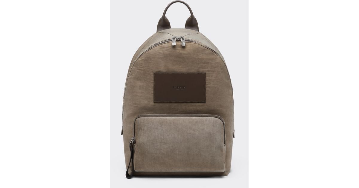 Ferrari Nylon And Leather Backpack in Natural for Men | Lyst UK