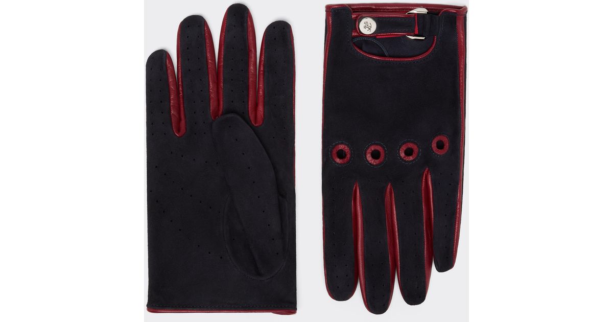 Ferrari Suede Driving Gloves in Blue for Men | Lyst