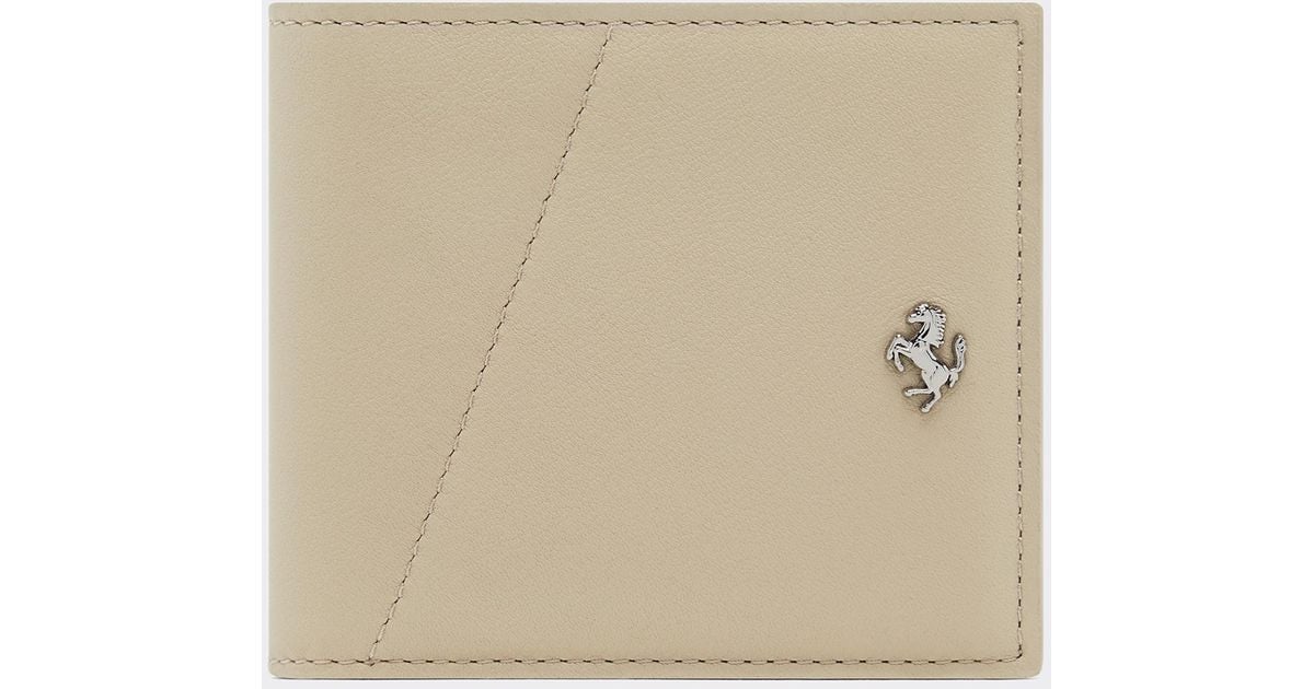 Ferrari Leather Wallet With Diagonal Stitching in White for Men | Lyst UK