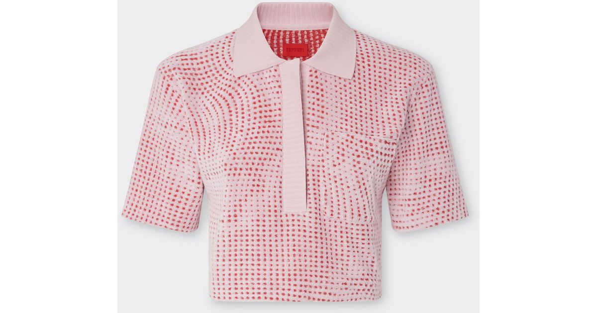 Ferrari Cropped Polo Shirt in Pink | Lyst