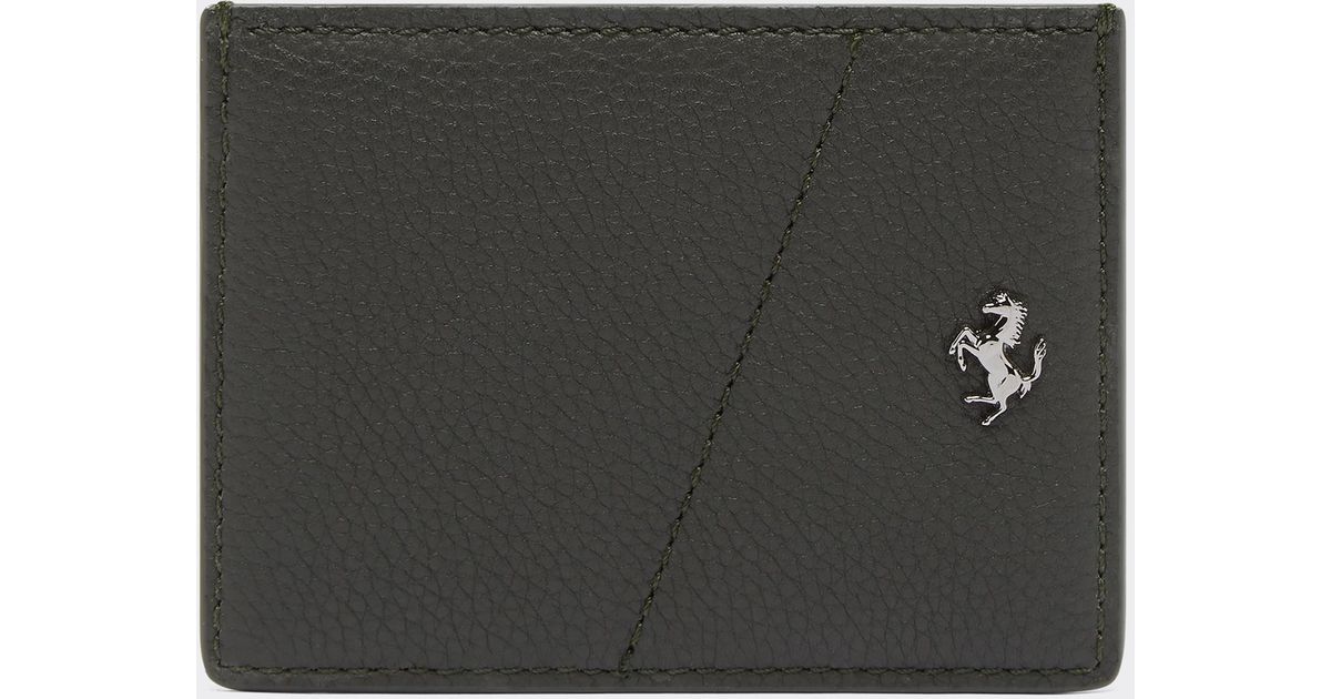 Ferrari Leather Card Holder With Metal Prancing Horse in White | Lyst