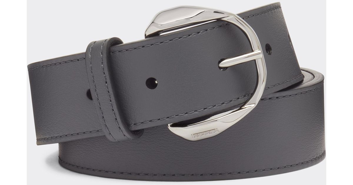 Ferrari Leather Belt With Prancing Horse Detail in Gray | Lyst