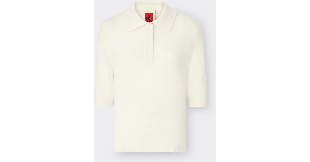 Ferrari Merino Wool Polo Shirt in White | Lyst