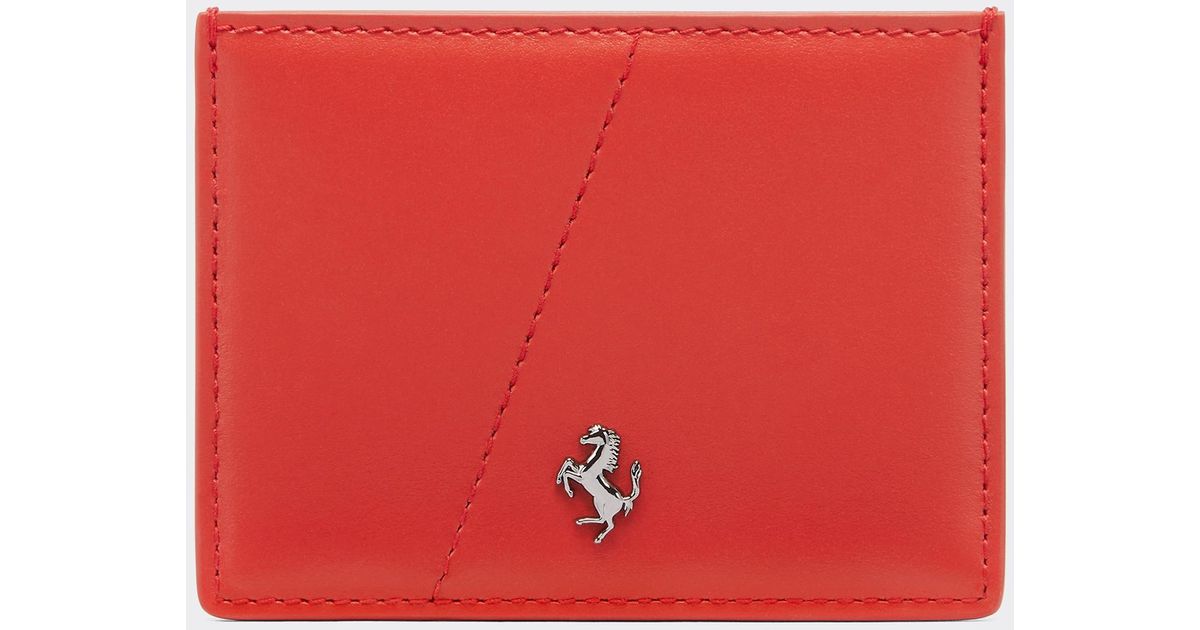 Ferrari Smooth Leather Card Holder in Red | Lyst UK