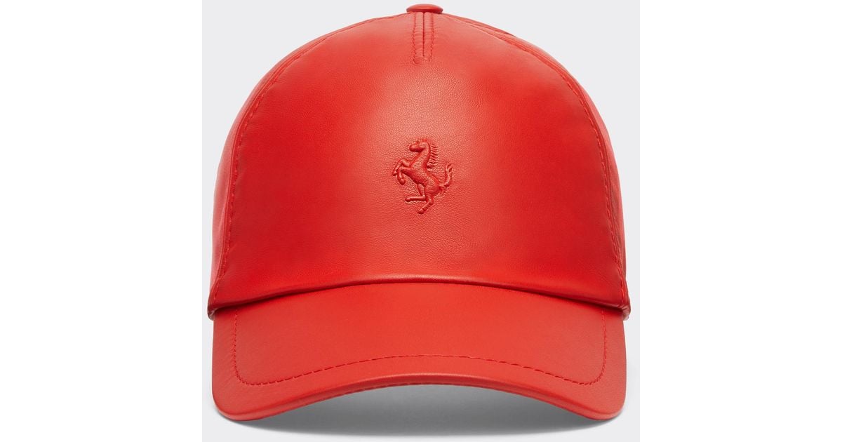 Ferrari Baseball Cap With Prancing Horse Logo in Red | Lyst