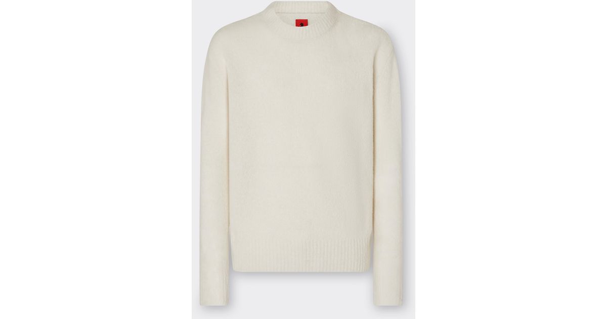 Ferrari Cashmere And Merino Wool Crew Neck Sweater in White for Men | Lyst