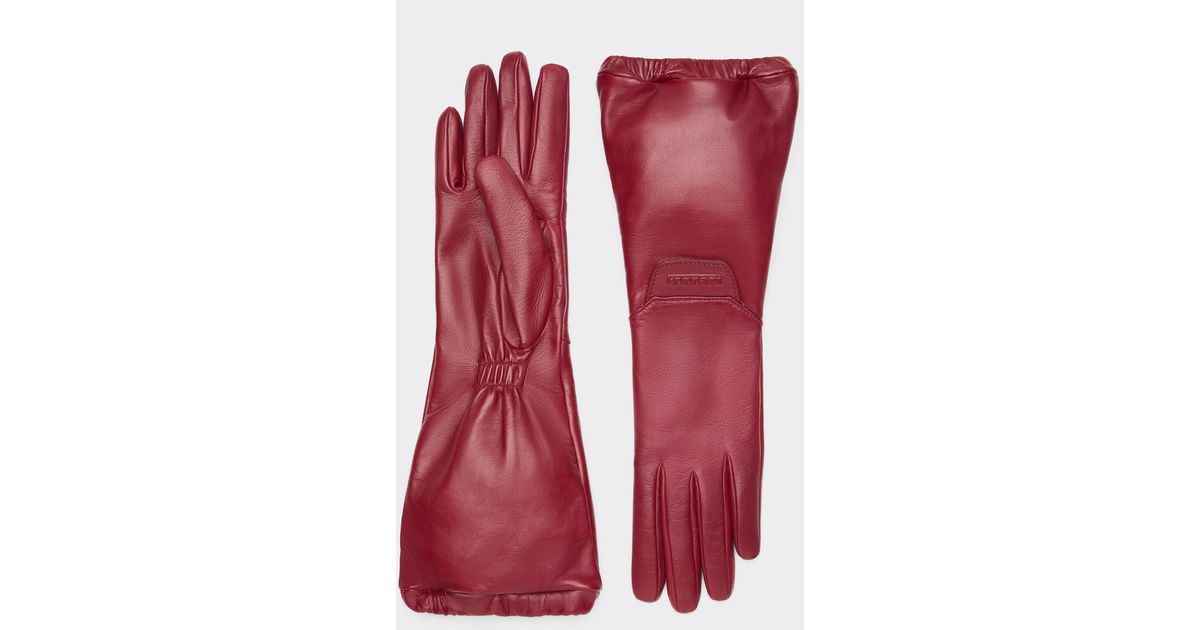 Ferrari Long Nappa Leather Driving Gloves in Red | Lyst UK