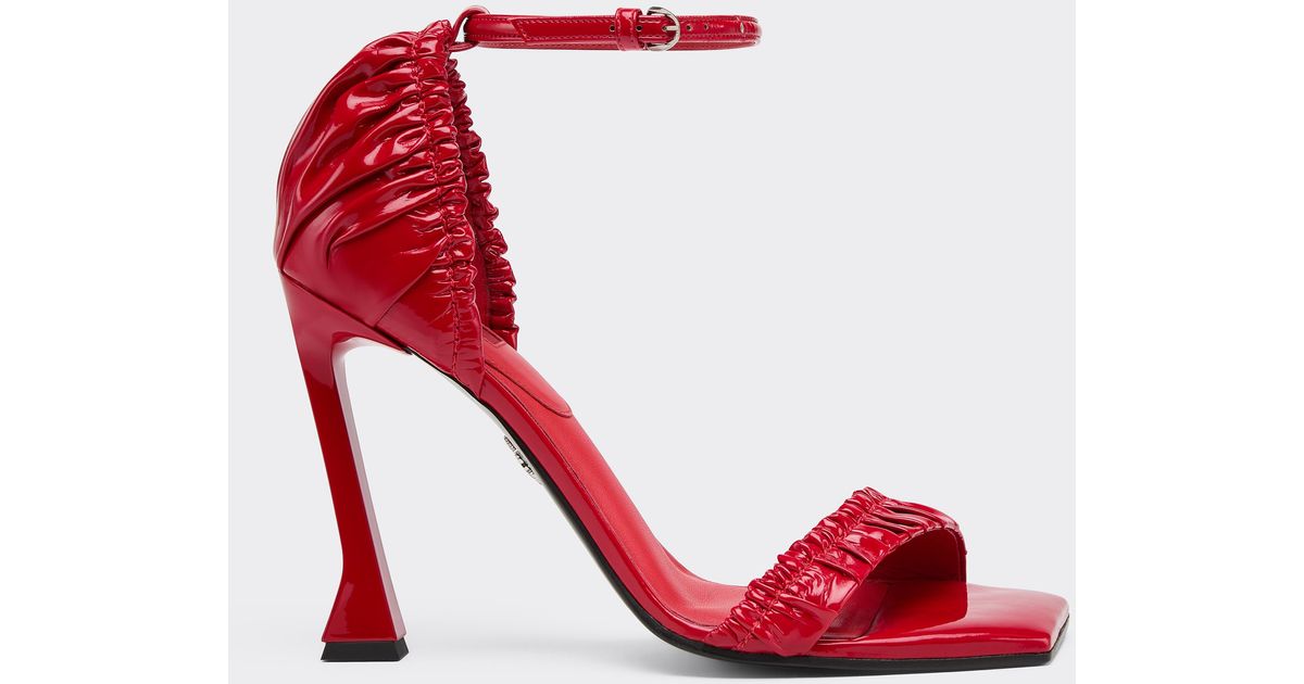 Ferrari Patent Leather High Heel Sandal With Strap in Red | Lyst