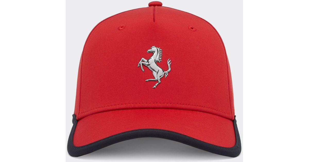 Ferrari Baseball Cap With Prancing Horse Detail in Red | Lyst
