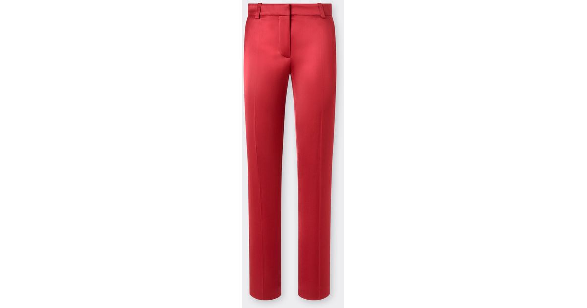 Ferrari Stretch Satin Trousers in Red | Lyst UK