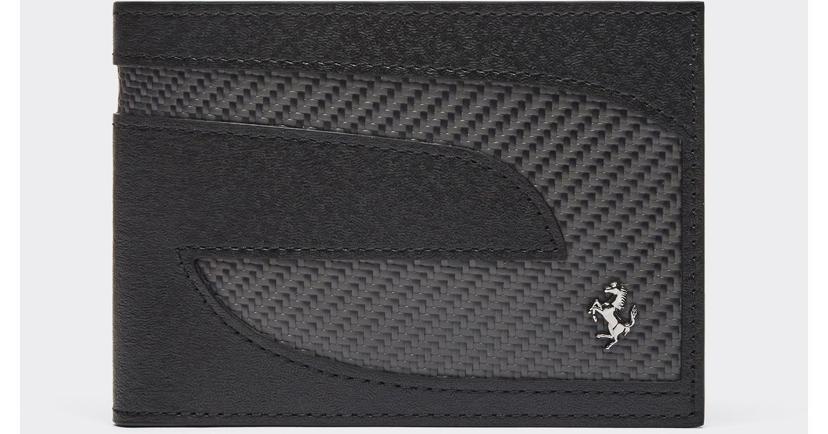 Ferrari Horizontal Leather Wallet With Carbon Fibre Insert in White | Lyst