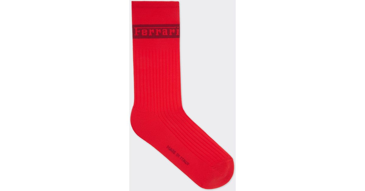 Ferrari Socks With Contrast Maxi Logo in Red | Lyst