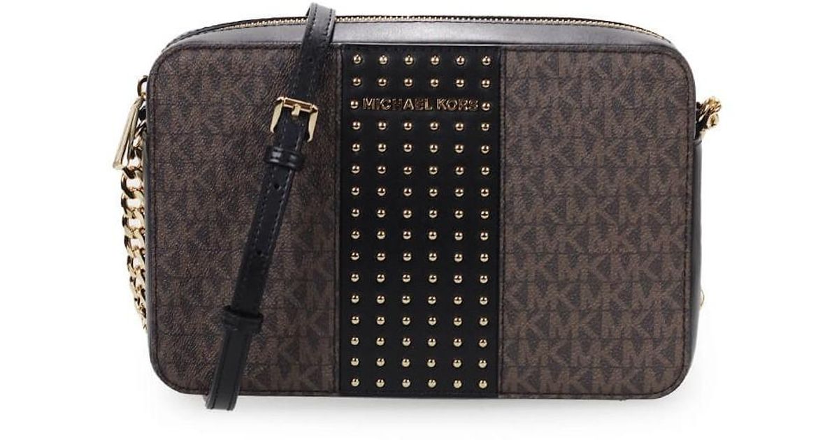 Michael Kors Jet Set Crossbody Brown Logo Monogrammed | semashow.com