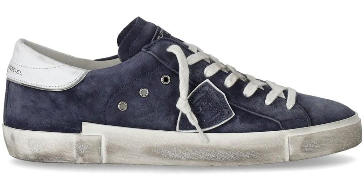 Philippe Model Prsx Low Nubuck Sneaker in Blue for Men | Lyst