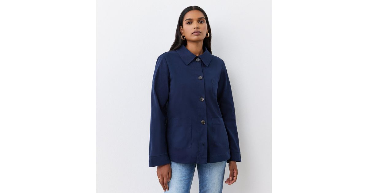 Finery London Grayson Cotton Jacket in Blue | Lyst UK