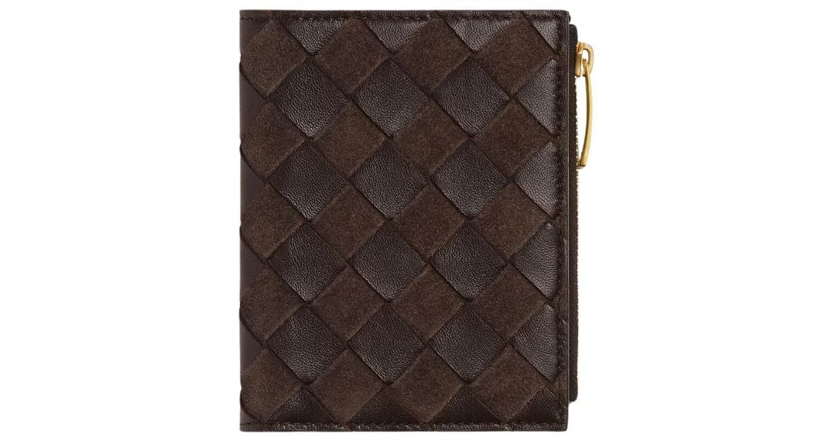 Bottega Veneta Intrecciato Small Bi-fold Wallet in Brown | Lyst UK