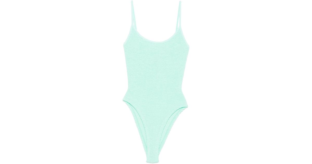 Hunza G Pamela Crinkle-texture Swimsuit in Green | Lyst