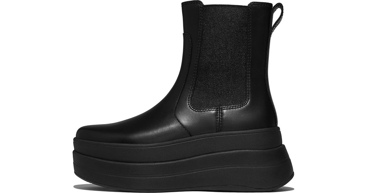 Fitflop F-Mode Stack Leather Chelsea Boots Leather/Poly in Black | Lyst UK