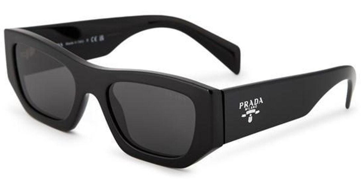 Prada Logo Rectangular Sunglasses in Black | Lyst UK