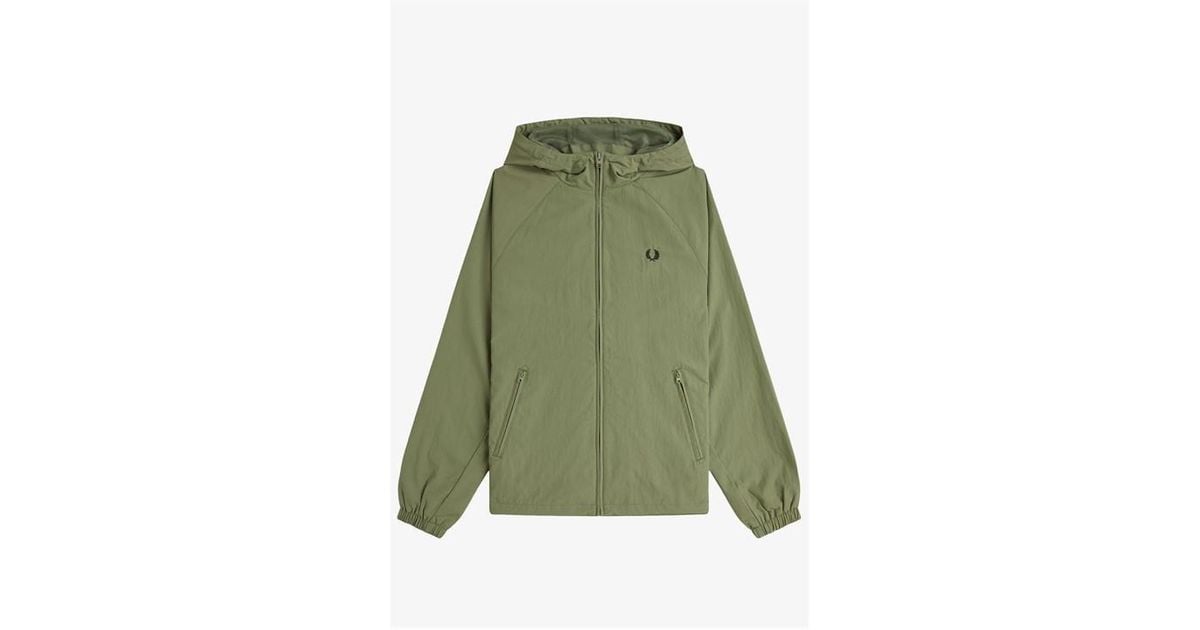 Fred Perry Taslan Hooded Shell Rain Anorak in Green for Men | Lyst UK