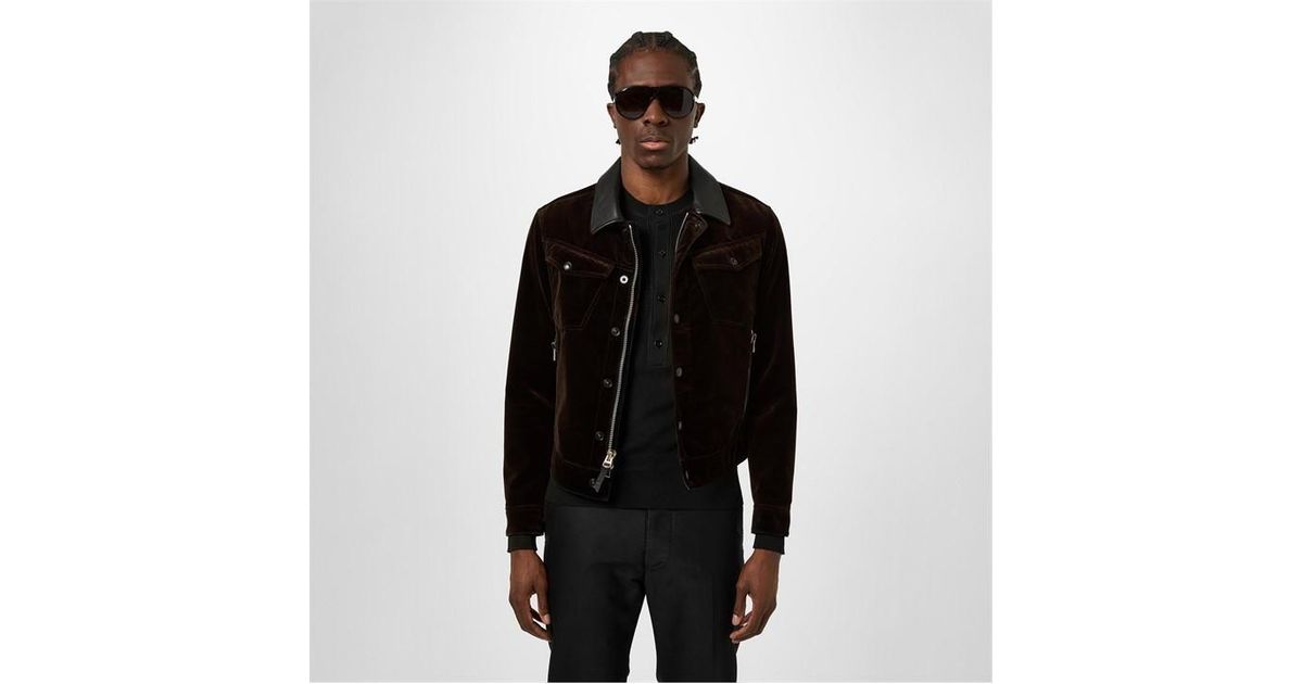 Tom Ford Leather Trimmed Velvet Trucker Jacket in Black for Men | Lyst UK