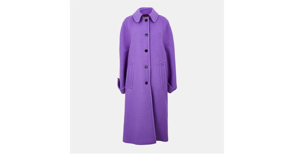 Gucci Wool Overcoat in Purple | Lyst UK
