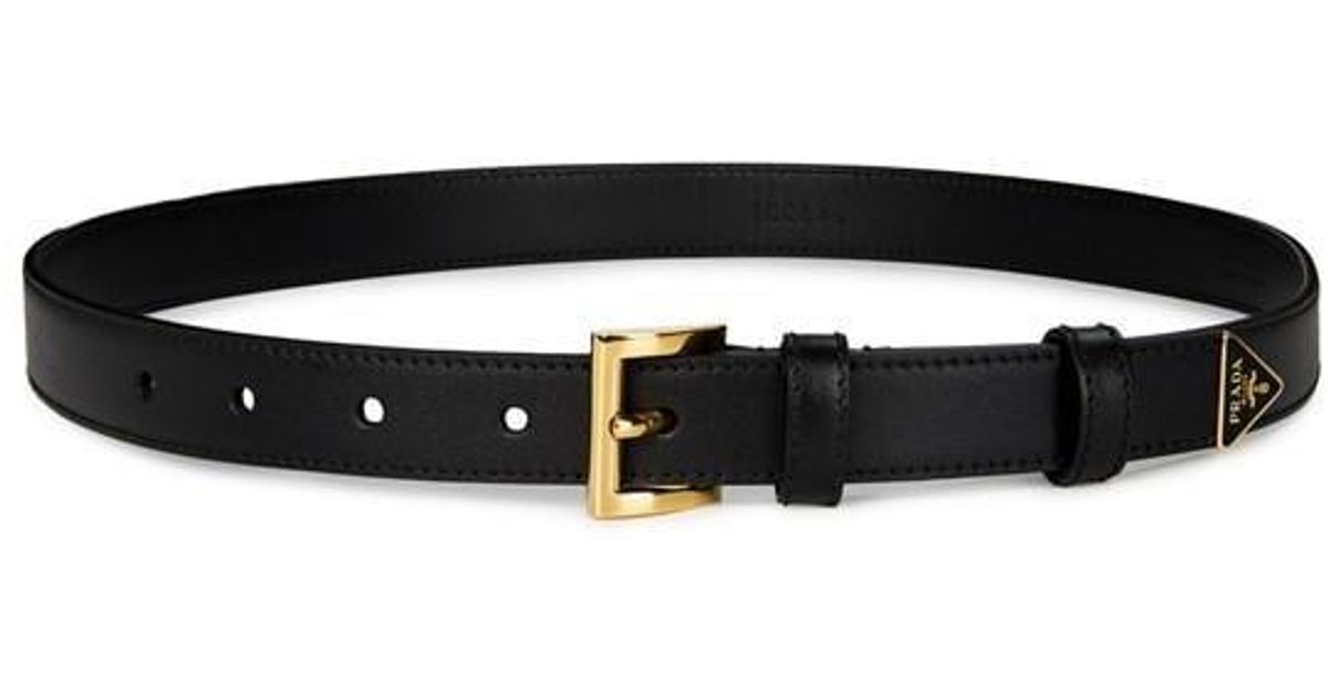 Prada Triangle Logo Belt in Black | Lyst UK
