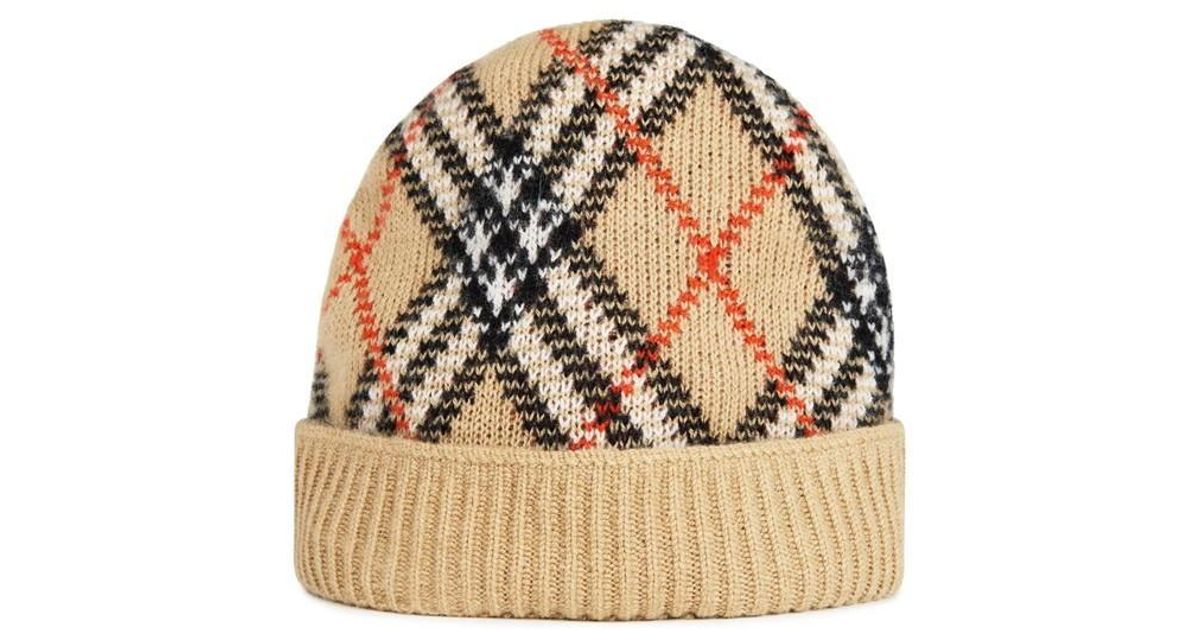 Burberry Check Beanie in Metallic | Lyst UK