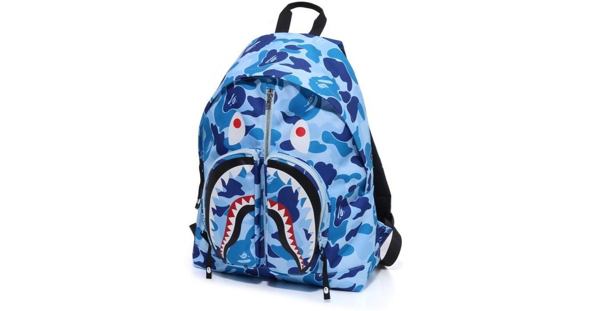 A Bathing Ape Camo Shark Backpack in Blue for Men | Lyst UK