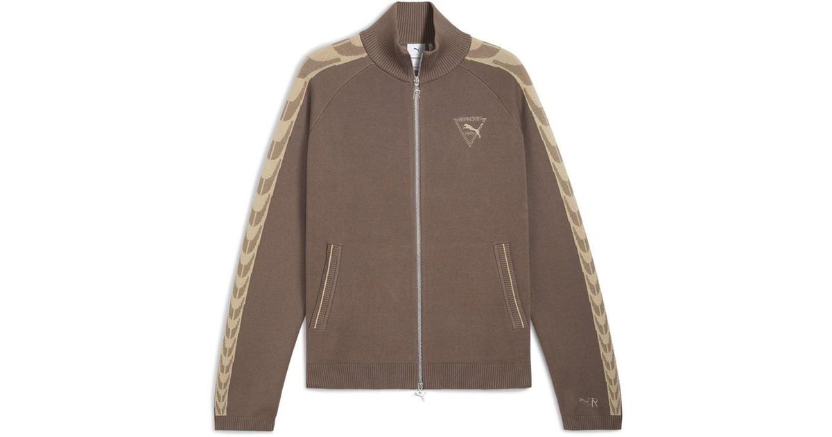 PUMA X REPRESENT T7 Knitted Track Jacket in Brown for Men | Lyst UK