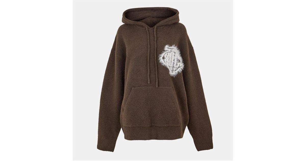 The Couture Club Fluffy Knitted Hoodie in Brown | Lyst UK