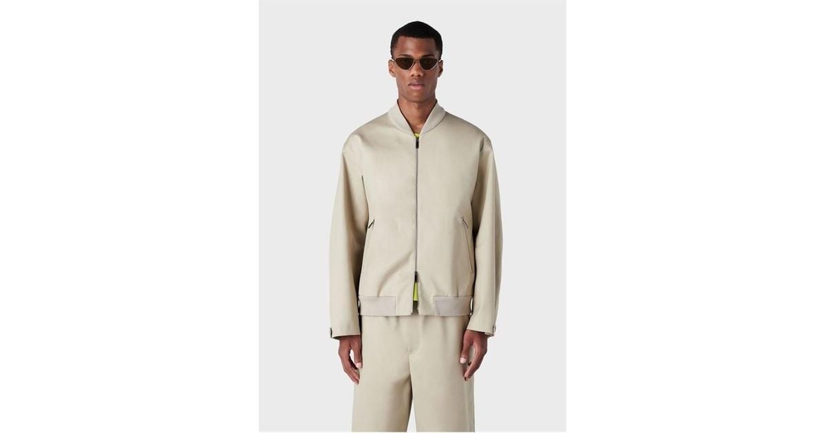 Emporio Armani Bomber Jacket in Natural for Men | Lyst UK
