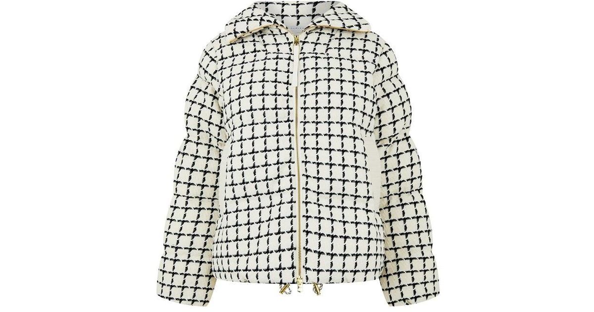 Varley Eugene Check Short Puffer Jacket in Black | Lyst UK