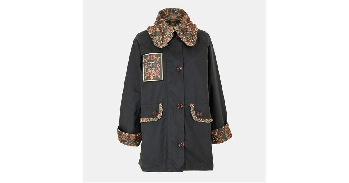 BARBOUR X FARM RIO X Farm Rio Maria-Clara Waxed Jacket in Black | Lyst UK