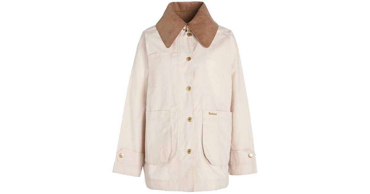 Barbour Hutton Oversized Showerproof Jacket in Natural | Lyst UK